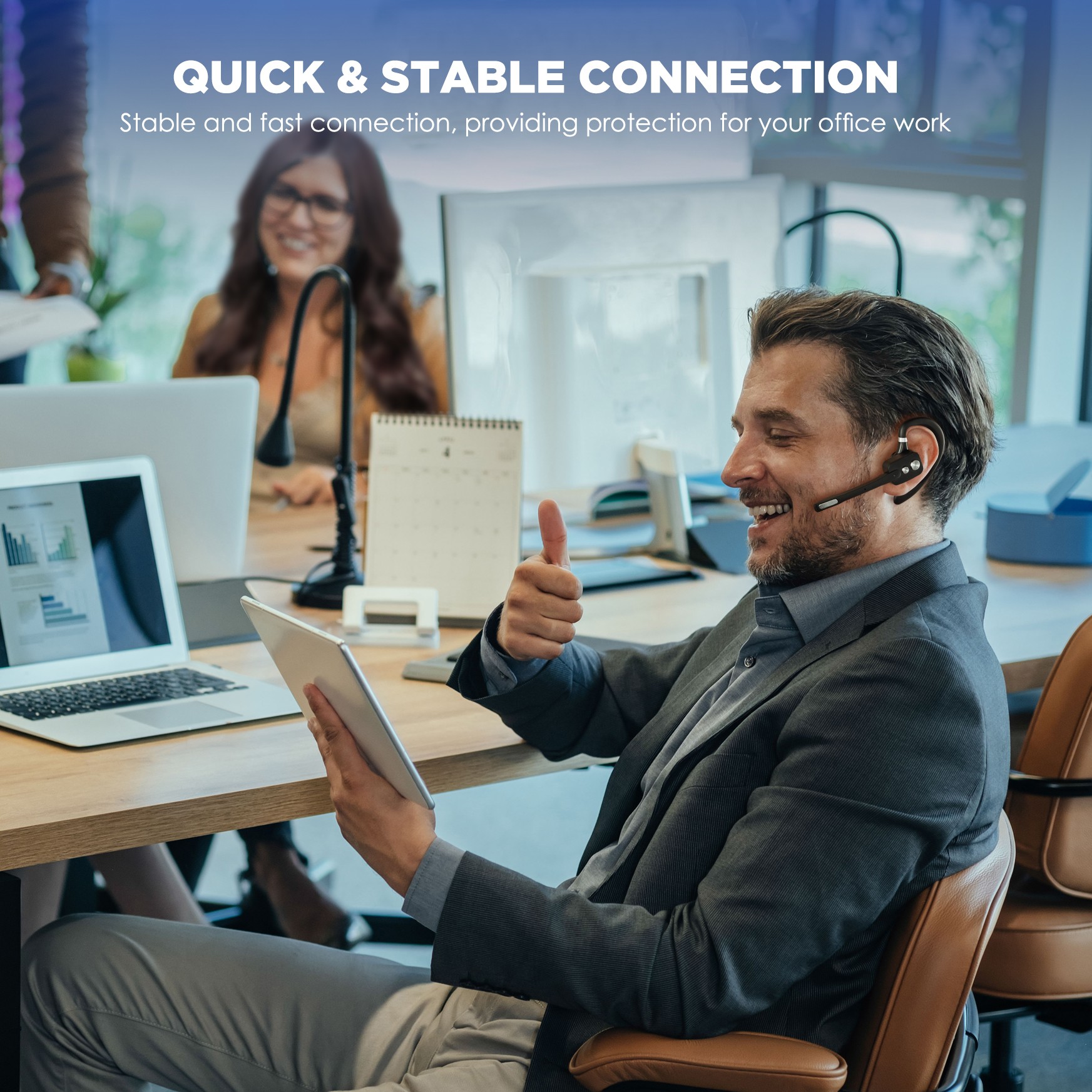 Bluetooth Headset, Wireless Bluetooth Earpiece with Dual-Mic& Noise ...