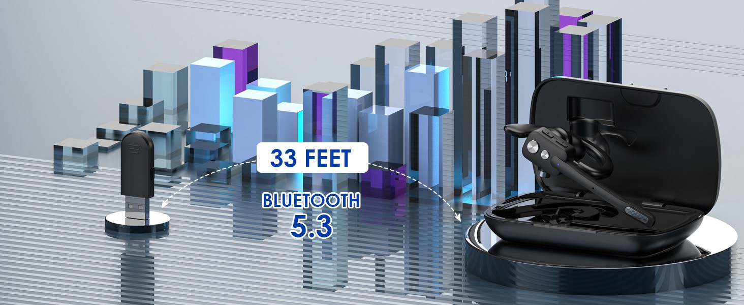 Bluetooth Headset, Wireless Bluetooth Earpiece with Dual-Mic& Noise ...