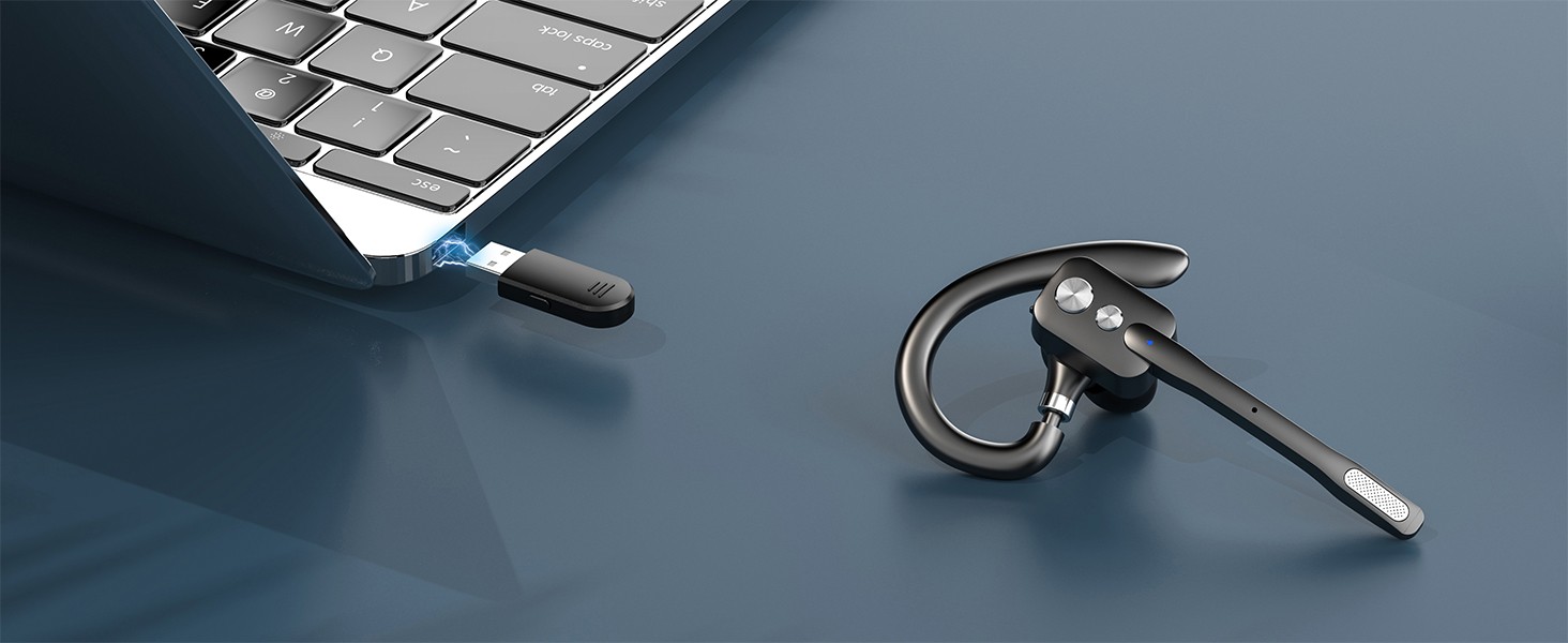 Bluetooth Headset, Wireless Bluetooth Earpiece with Dual-Mic& Noise ...